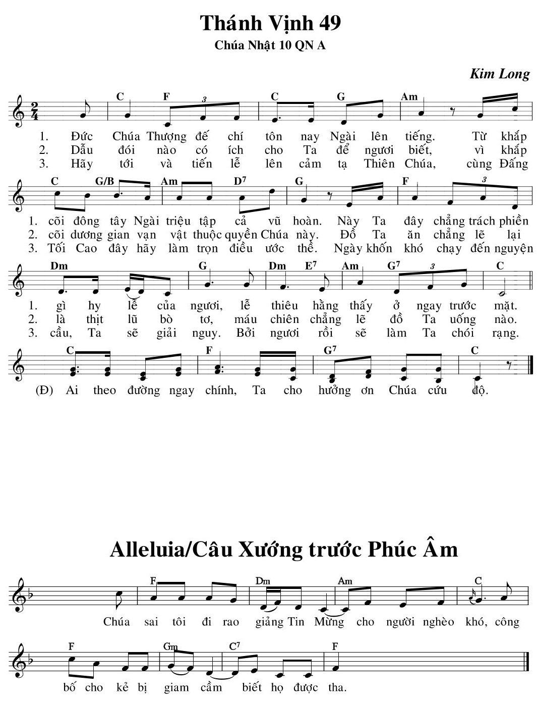 Chúa Nhật 10A Thường Niên (Tv. 49) – Kim Long. – Nguyên Thoại