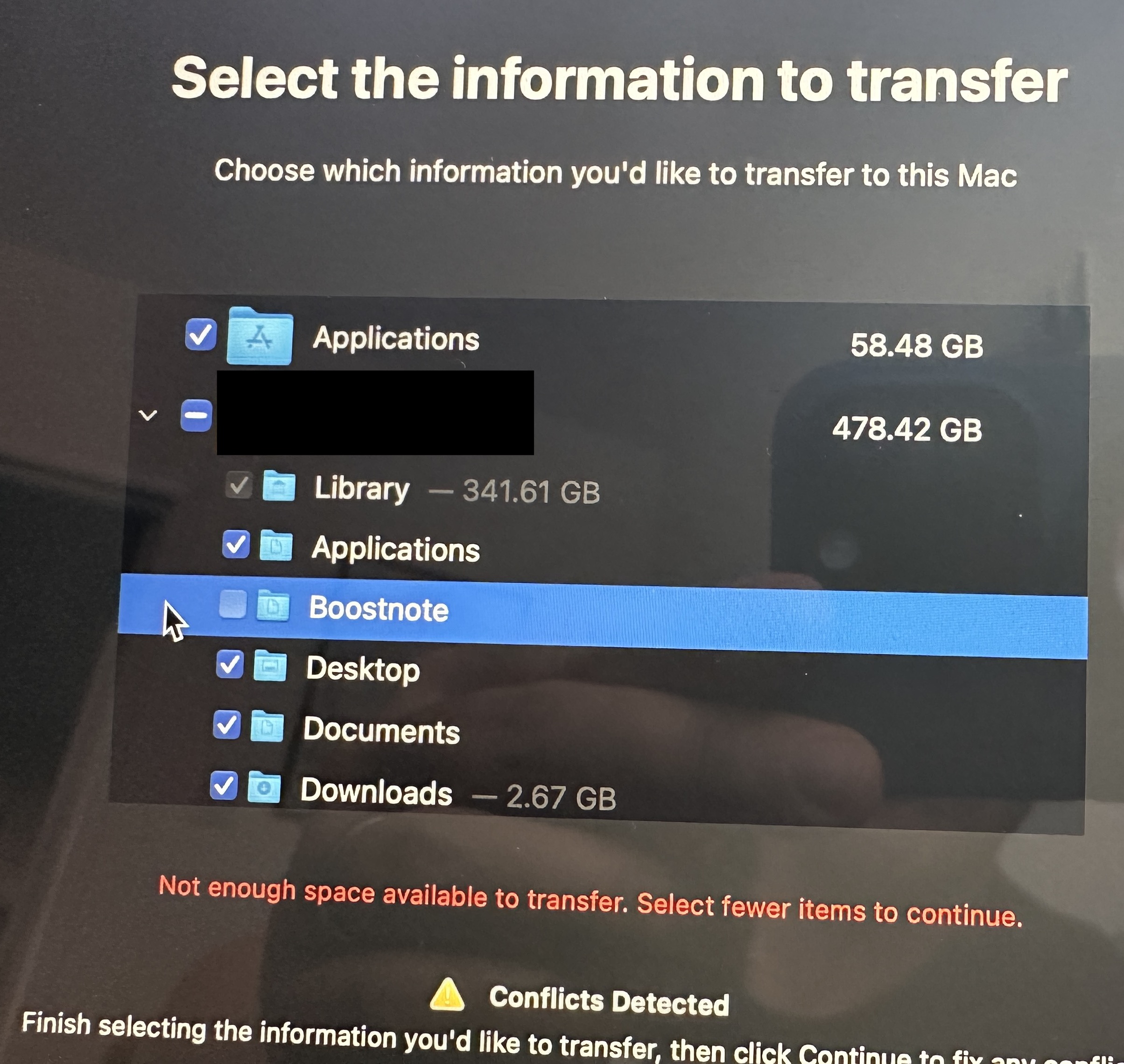 Migration assistant - won't transfer due to lack of disk space : r/MacOS